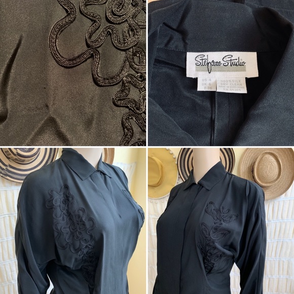 Vintage | Tops | Vintage 8s Stefano Studio Embellished Silk Blouse | Poshmark